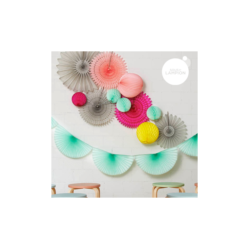 Grand lampion rose fluo réutilisable pour anniversaire zero dechet