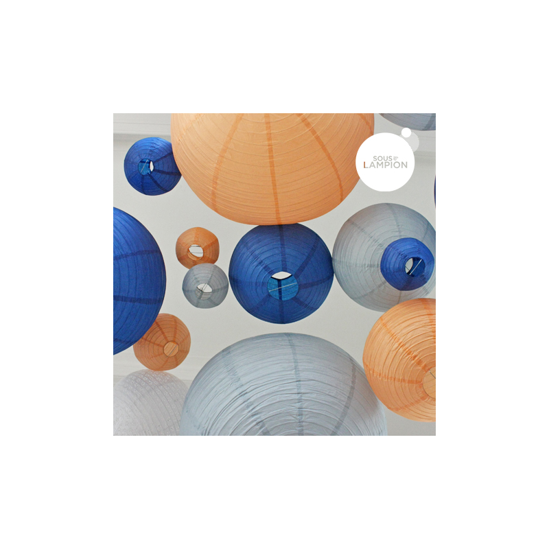 oversized blue grey paper lantern