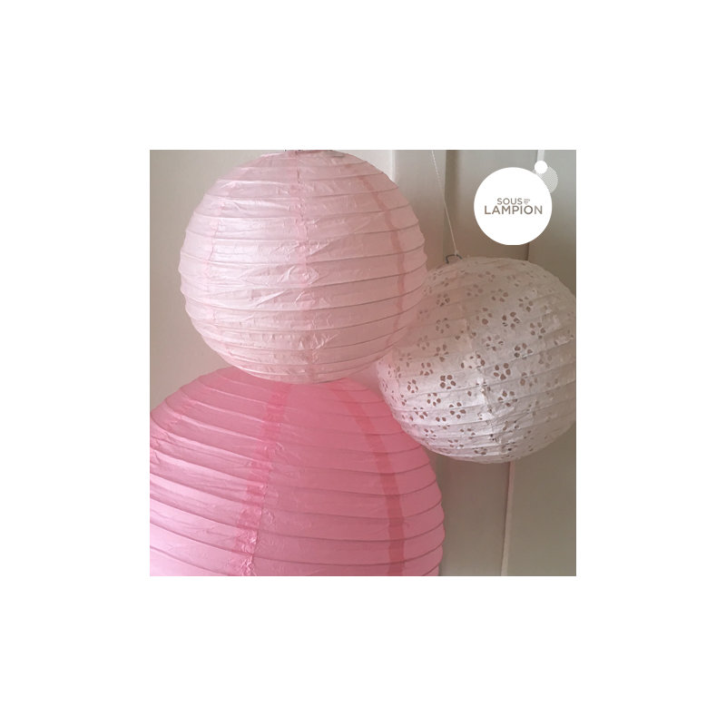 Small light pink paper lantern for a nursery or a wedding
