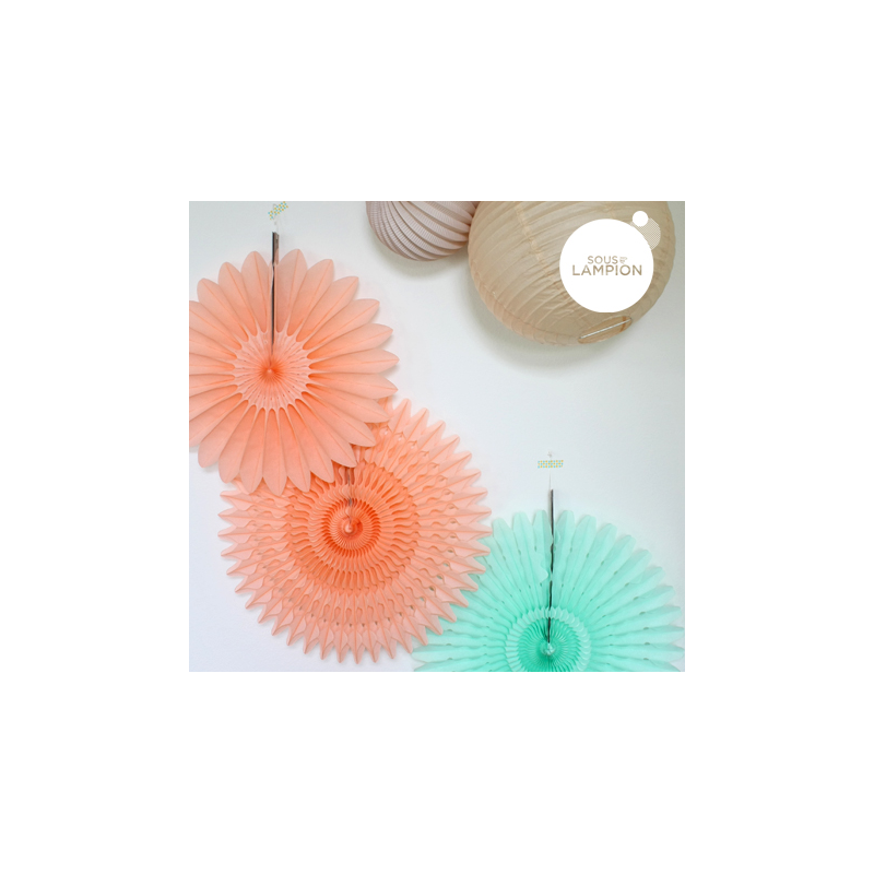 Vintage peach honeycomb paper fan