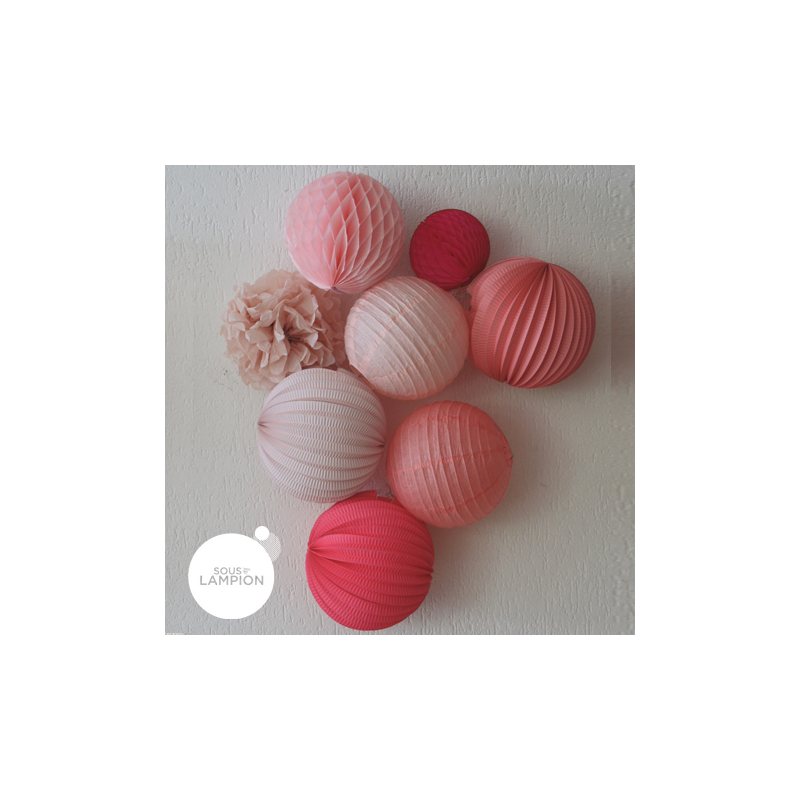 Grand lampion rose fluo réutilisable pour anniversaire zero dechet